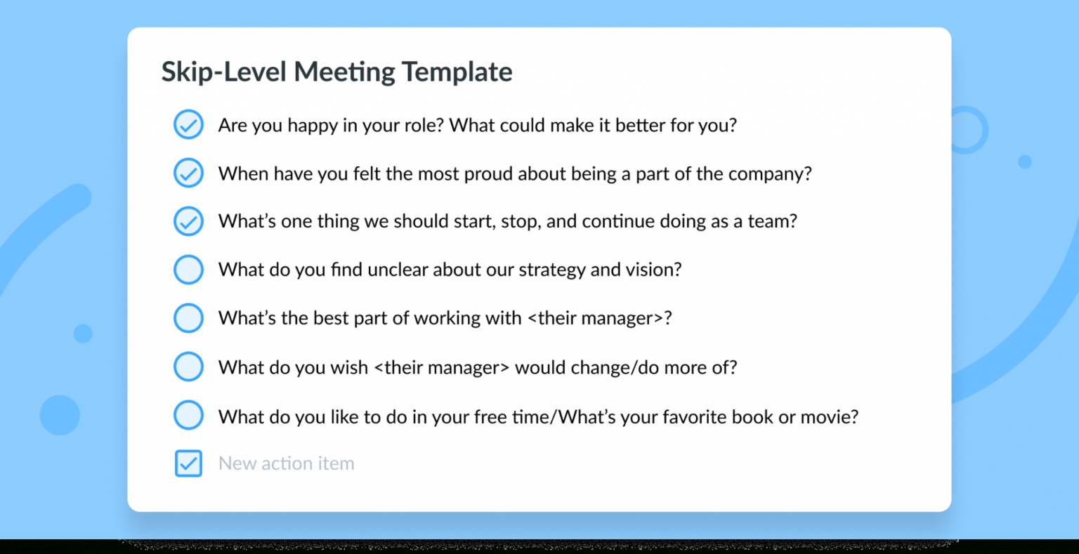 Sample Skiplevel Meetings Top 7 Questions & Best Practices [Free Grade ...