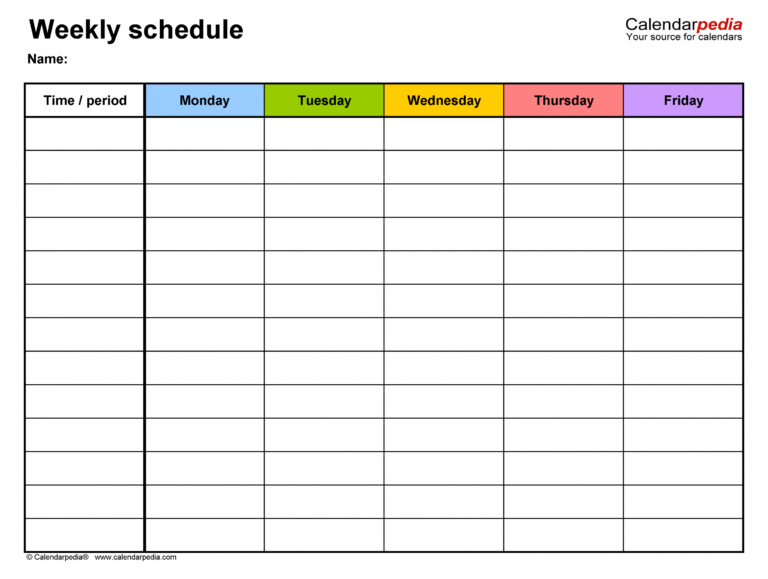Editable Free Weekly Schedule Templates For Word 18 Templates Agenda ...
