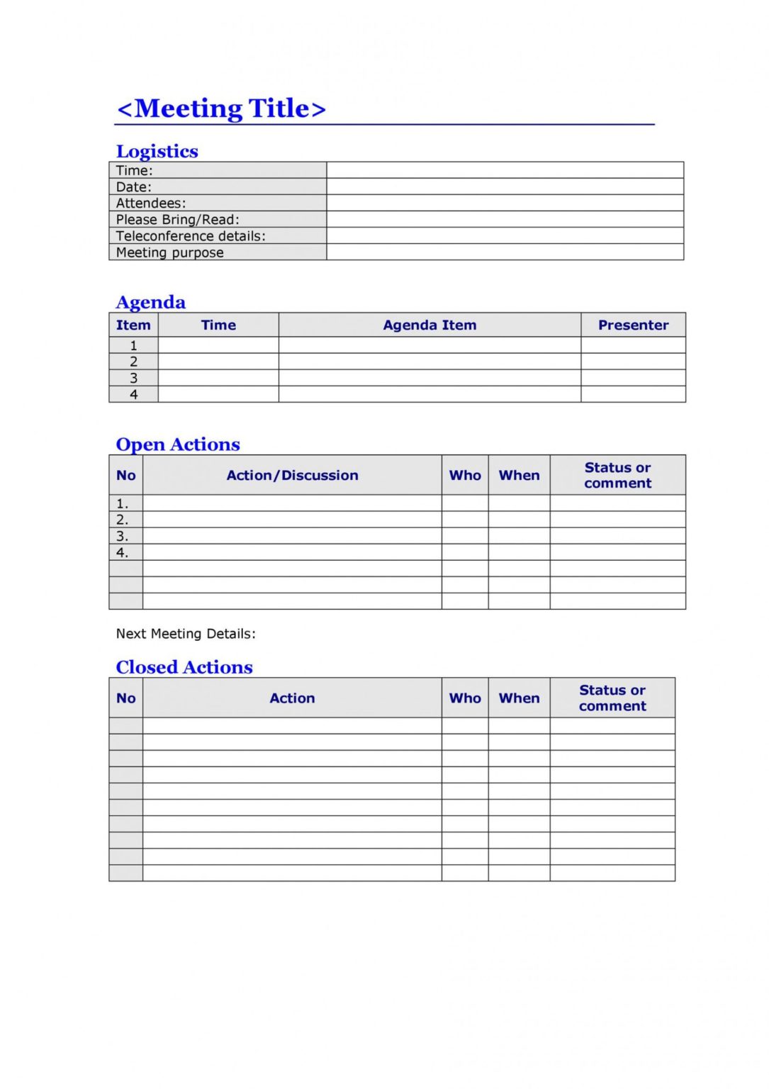 Free 46 Effective Meeting Agenda Templates Templatelab Word Agenda ...