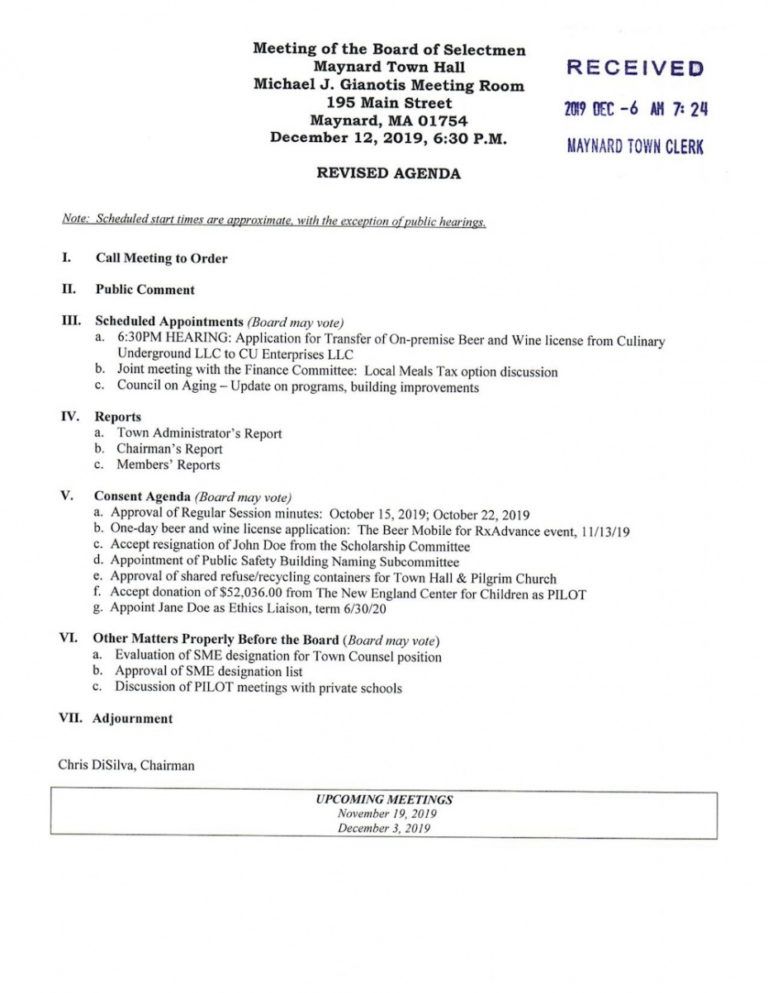 Editable Open Meeting Law Guidelines Notice Of Meetings And Room First ...