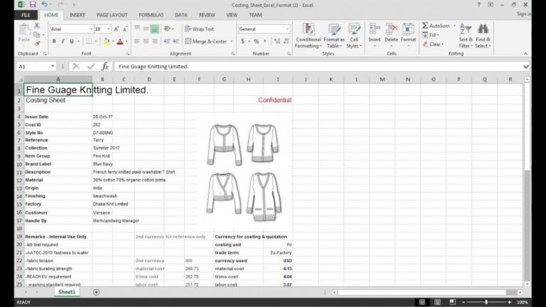 Editable Cost Sheet Garment Fashion Cost Sheet Template Example ...