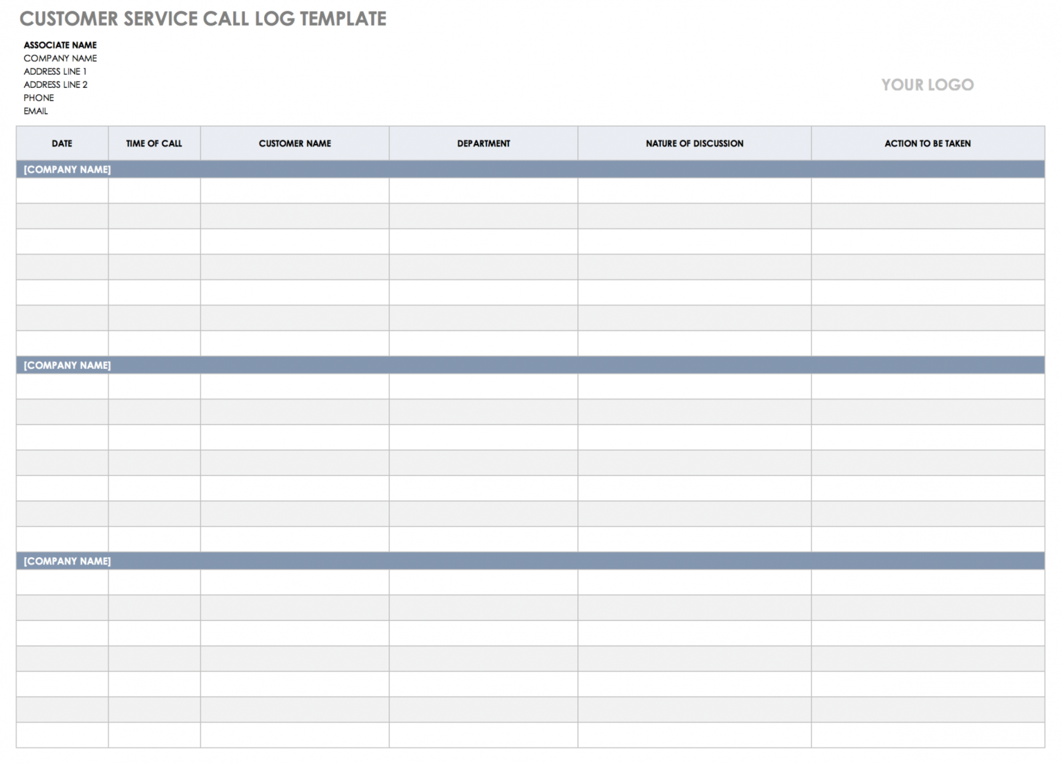 Editable Free Client Call Log Templates Smartsheet Call Back Log ...
