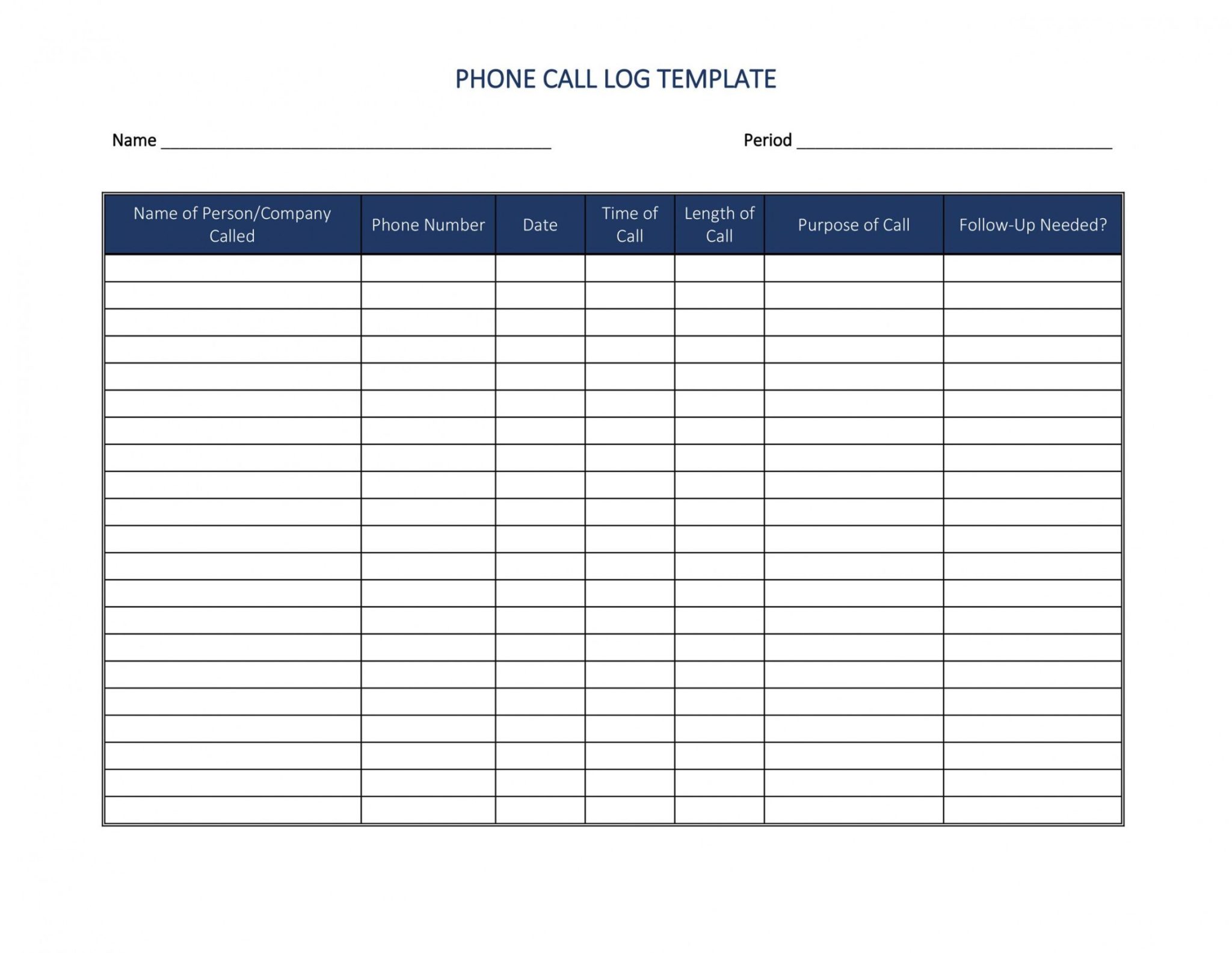 Free 40 Printable Call Log Templates Wordexcelpdf Templatelab Call Back