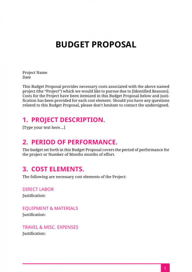 Cost Proposal Template Sfiveband Cost Proposal Template Sfiveband