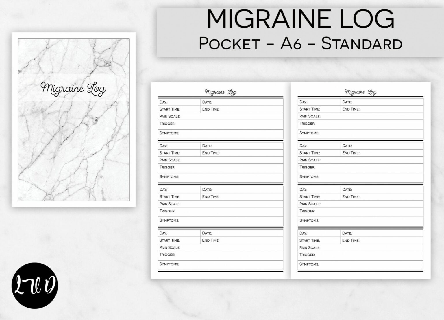 Editable Headache Log Cluster Headaches Migraine Log Template Word ...
