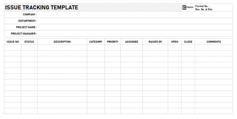 Printable Free Effective Issue Tracking Template For Excel Issue It ...