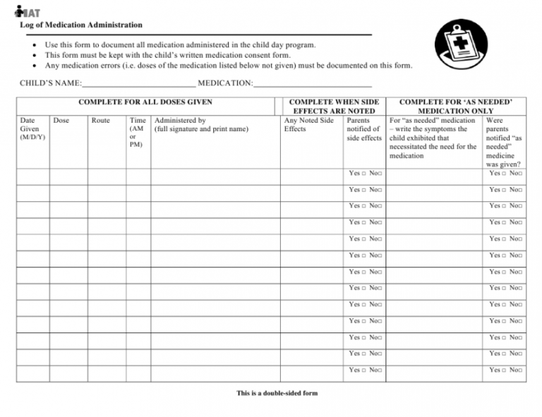 Virginia Log Of Medication Administration Download Medication ...