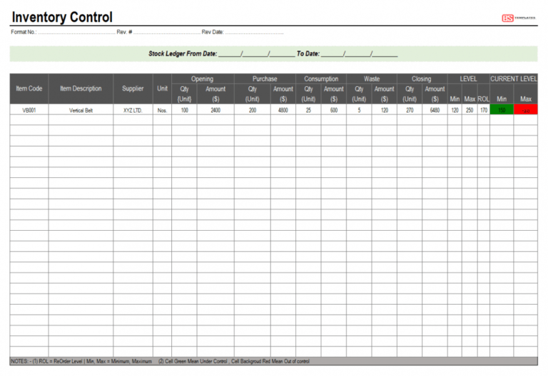 Free Inventory Control Template For Excel Store Stock Inventory Control ...