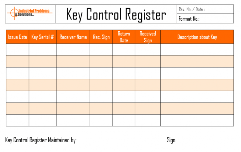 Sample Key Control Register Format Inventory Control Log Template PDF ...