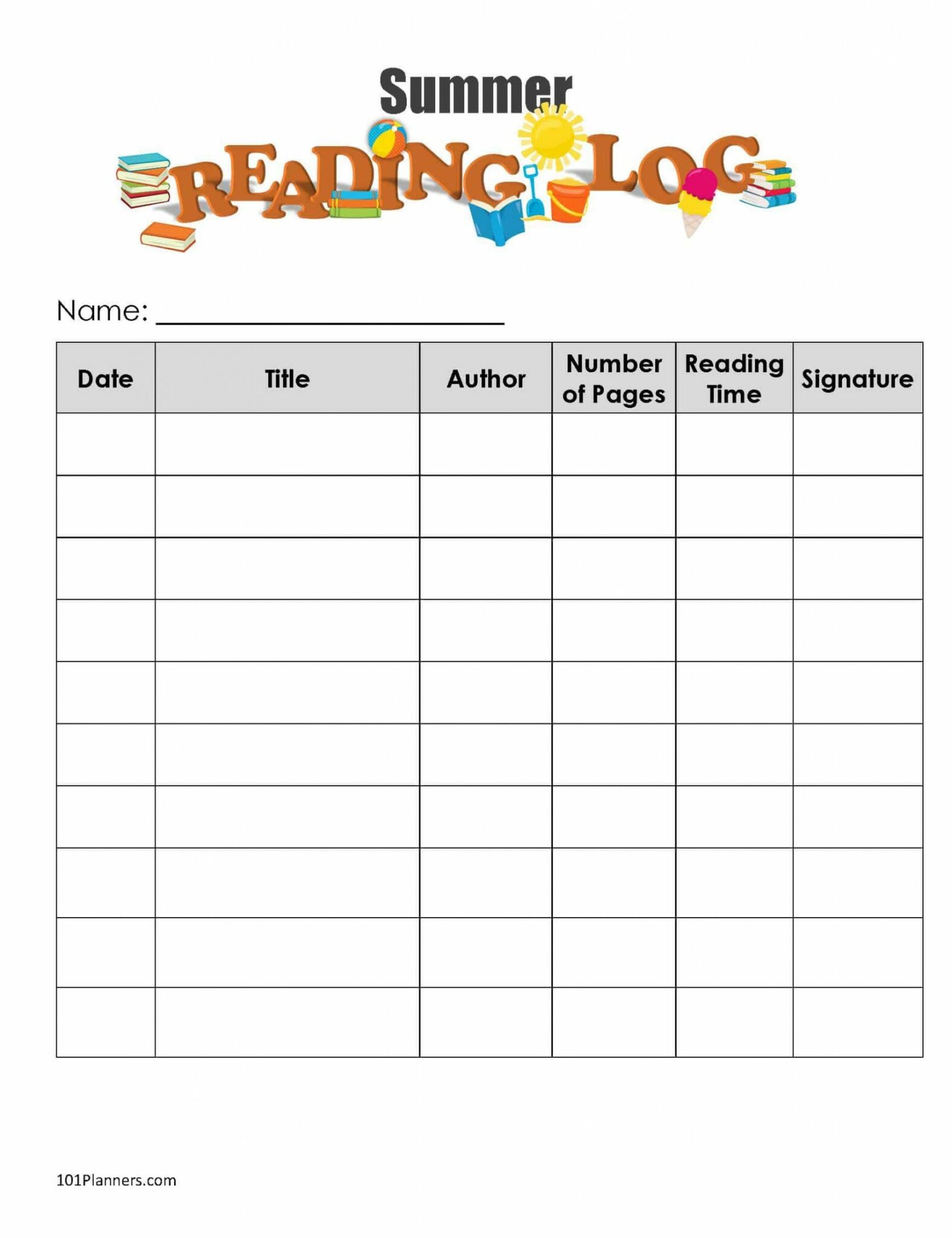 Homework Log Template