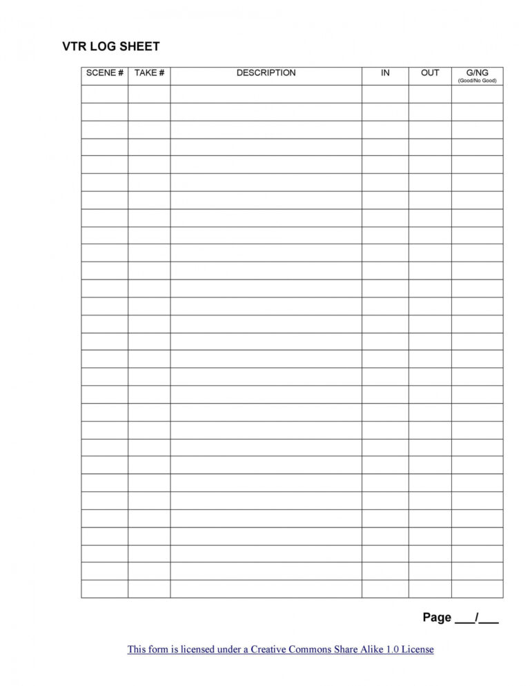Printable 50 Printable Log Sheet Templates Direct Download Templatelab ...