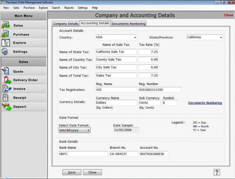 Editable Sample Purchase Order Form Main Window Blank Purchase Orders ...