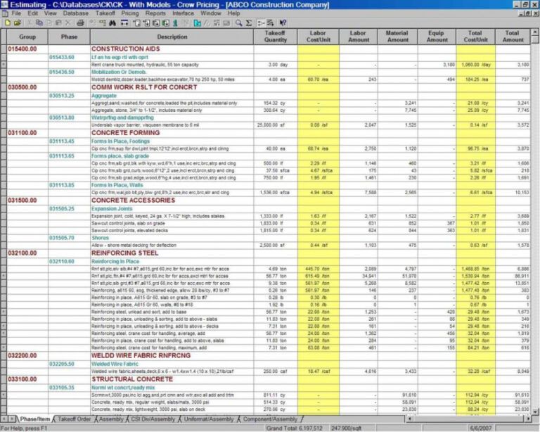 Free Estimating Spreadsheet Template — Dbexcel Building Cost And Lot ...