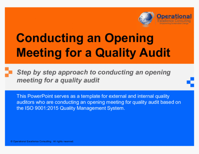 Free Conducting An Opening Meeting For A Quality Audit 26Slide ...