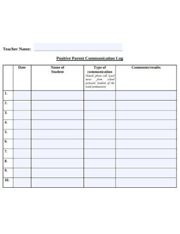 Free Editable Parent Teacher Communication Log Template PDF ...