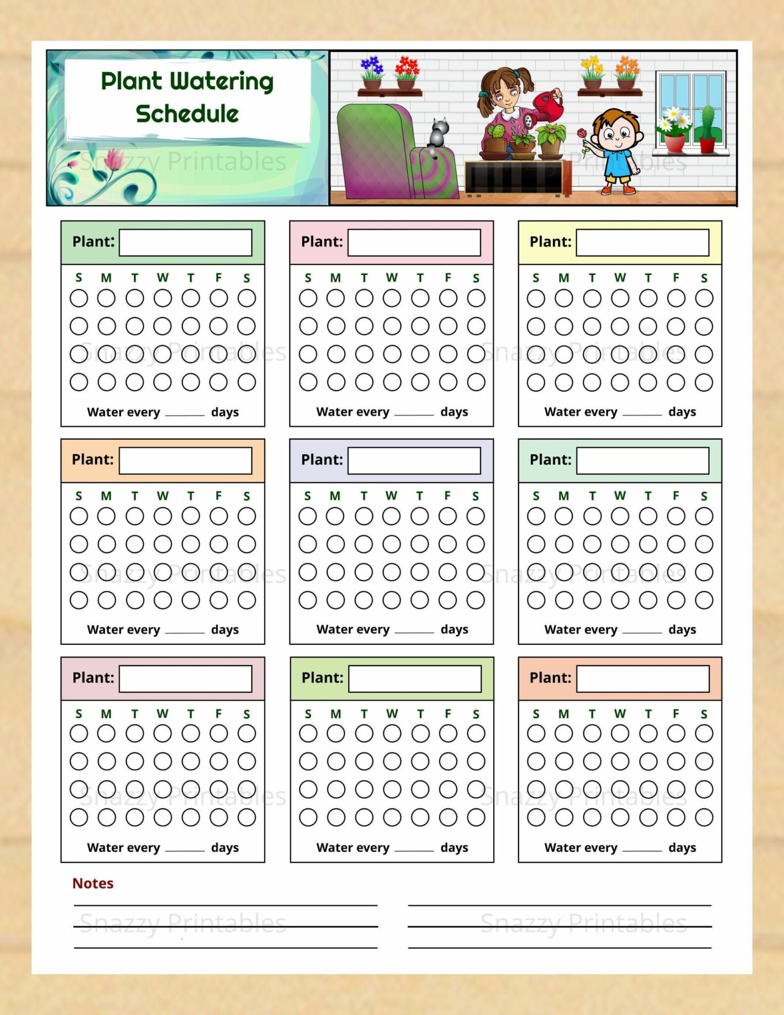 Plant Watering Log Template