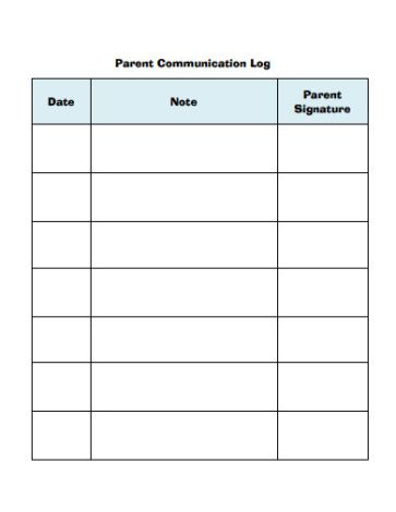 Free Printable Special Education Parent Communication Log Template Word ...