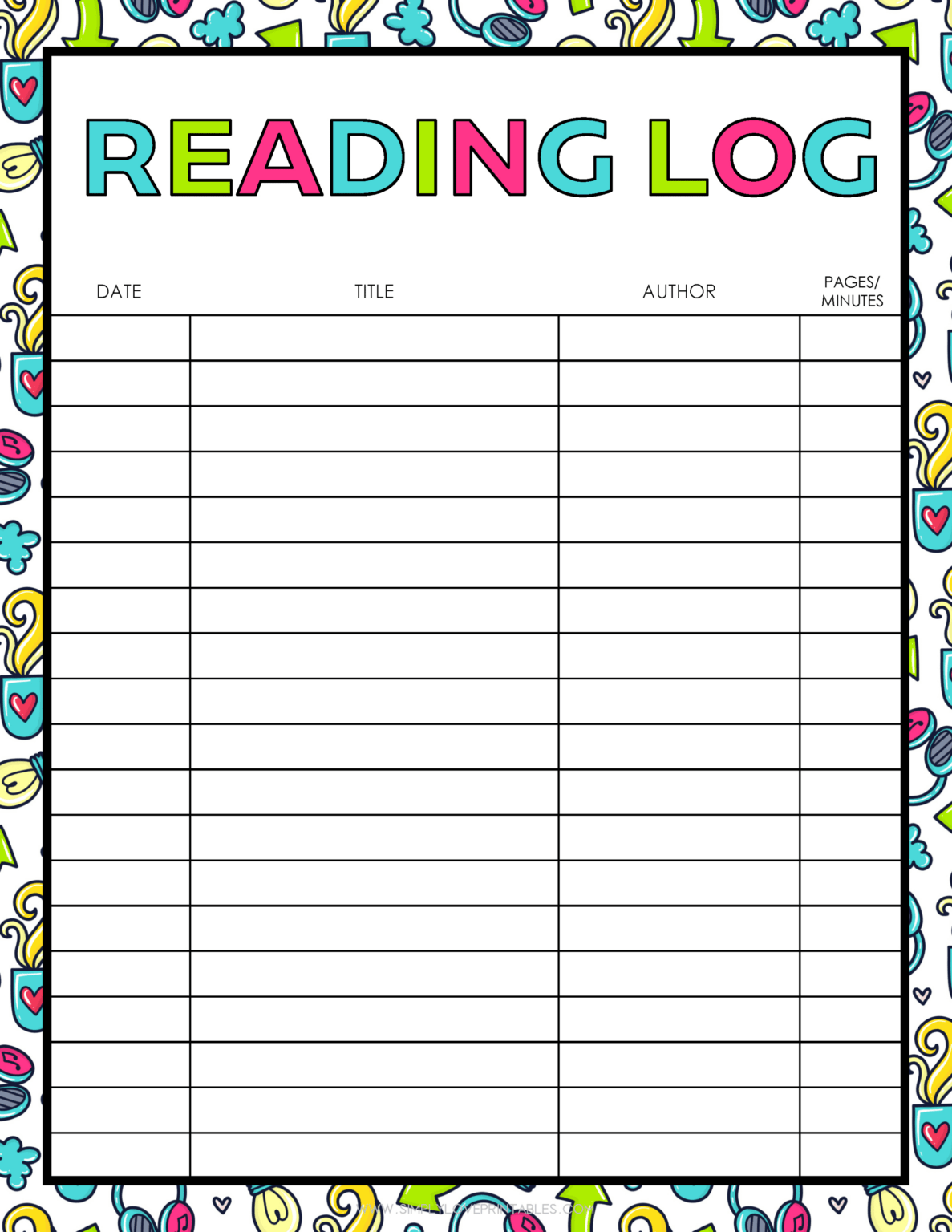 Blank 1St Grade Reading Log Template Sample | Wssufoundation