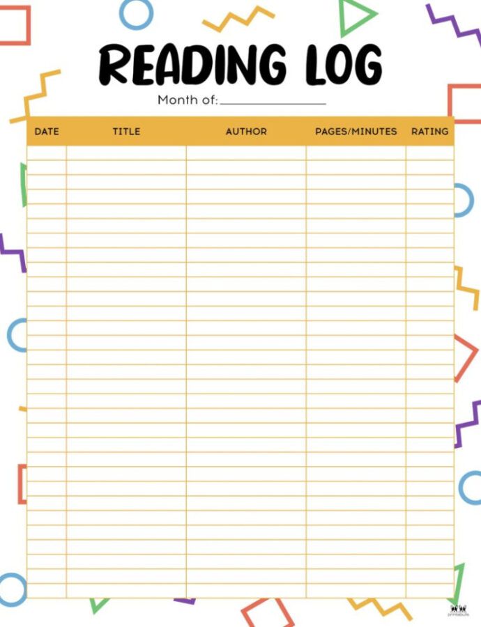 March Reading Log Template