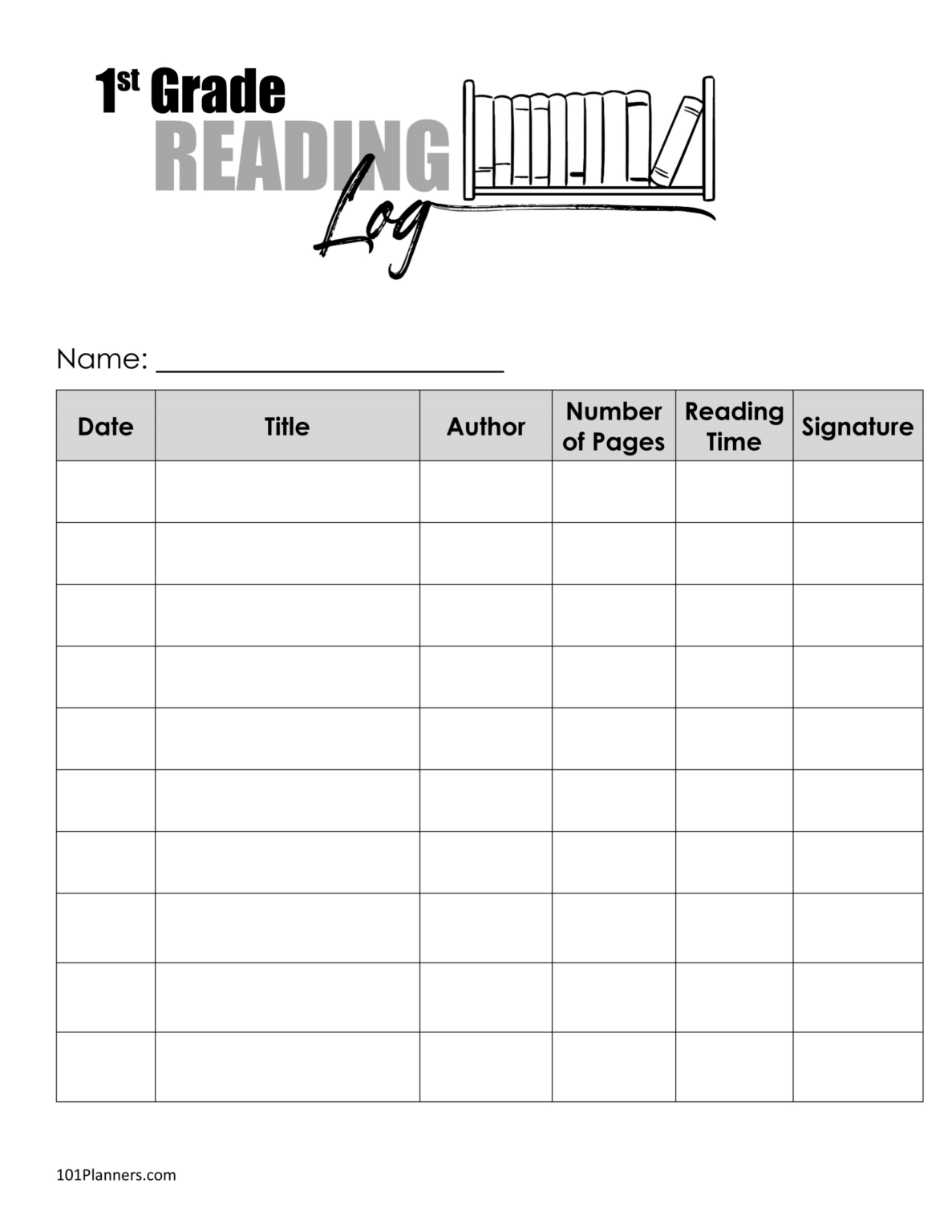 Bullet Journal Reading Log Template