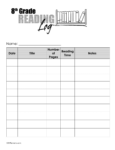 3Rd Grade Reading Log Template