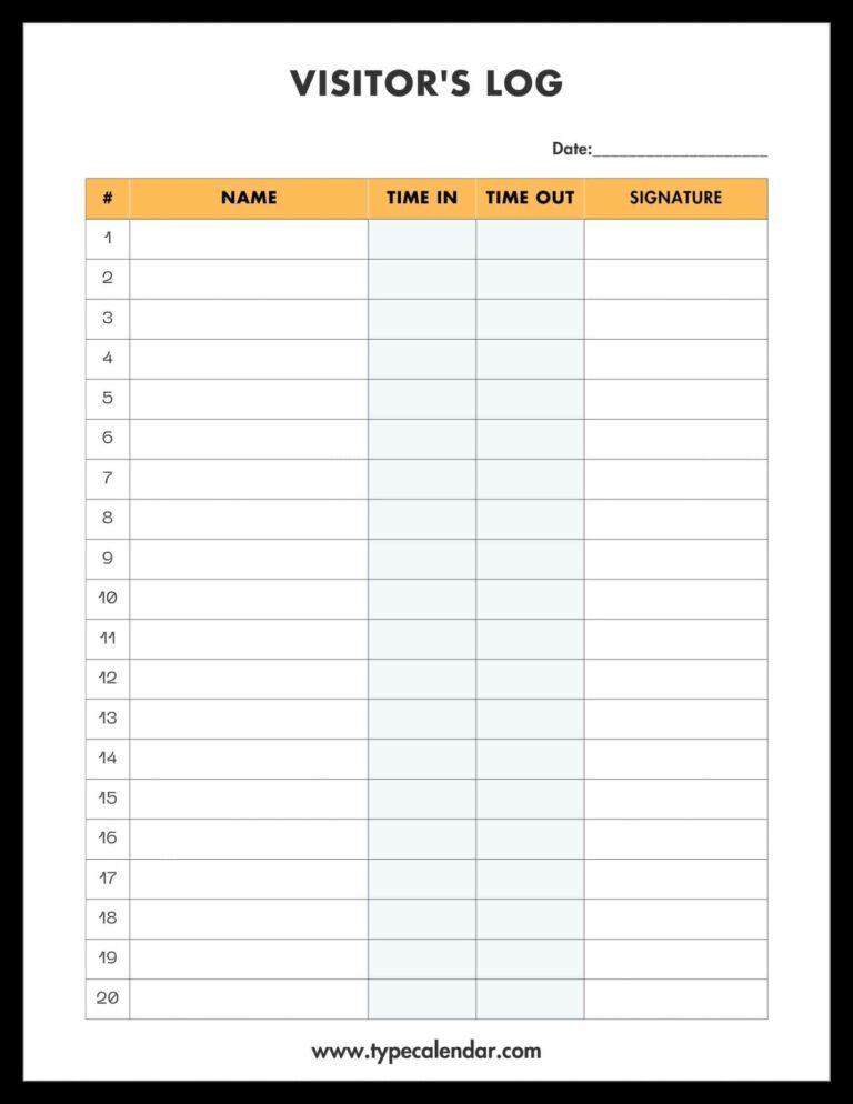 Roof Access Log Template