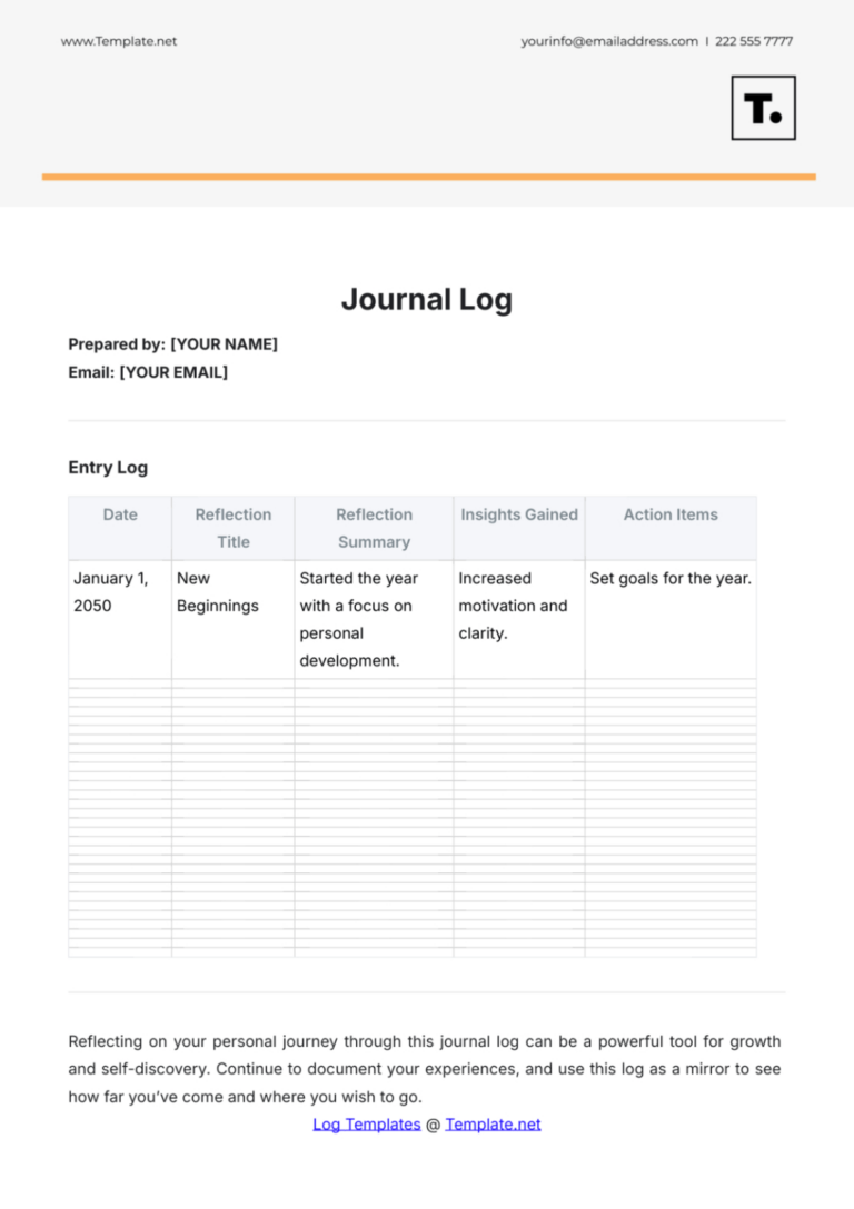 Lost And Found Log Template