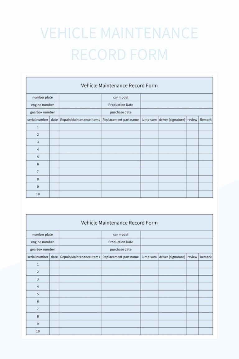 Truck Maintenance Log Template