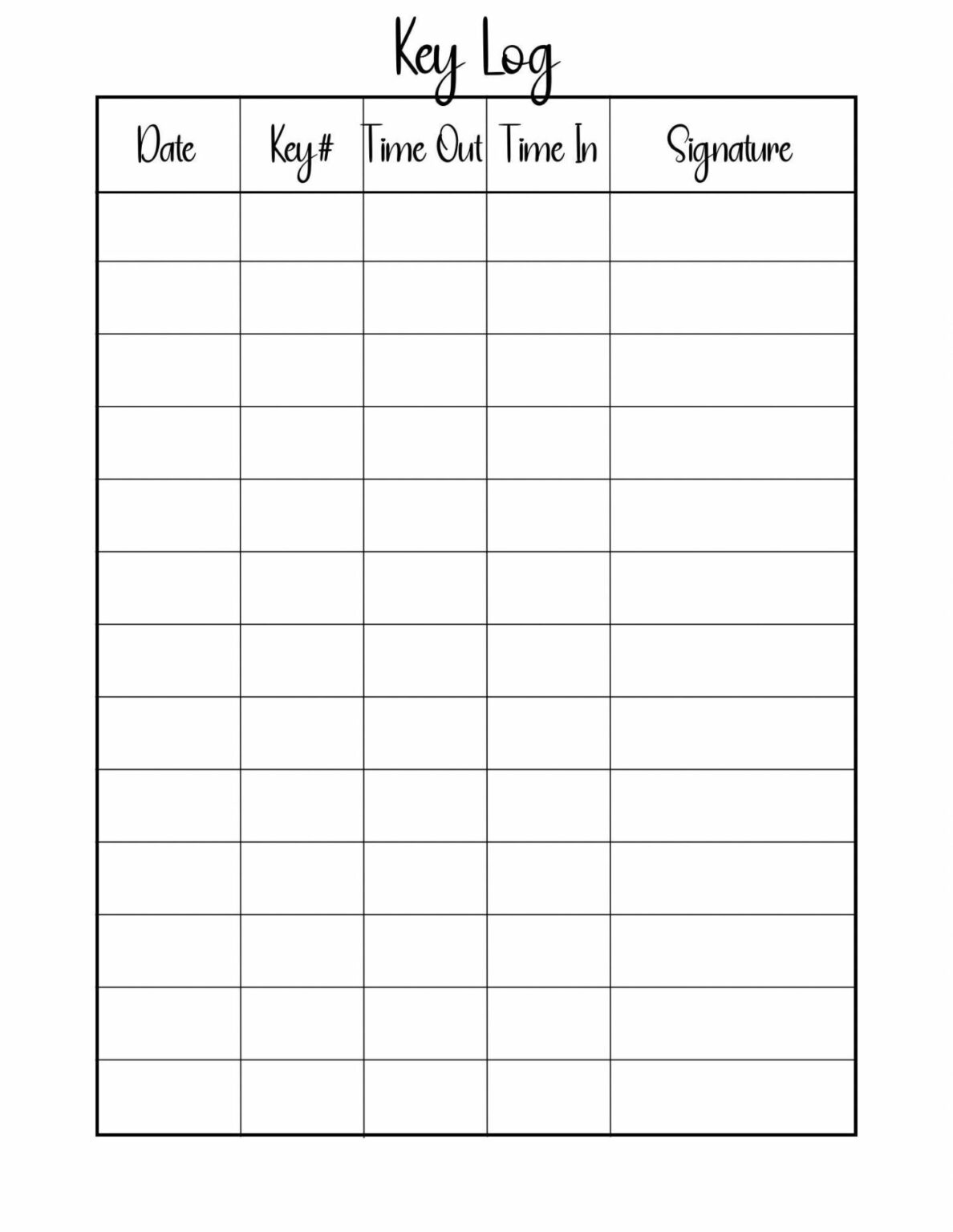 Office Key Log Template