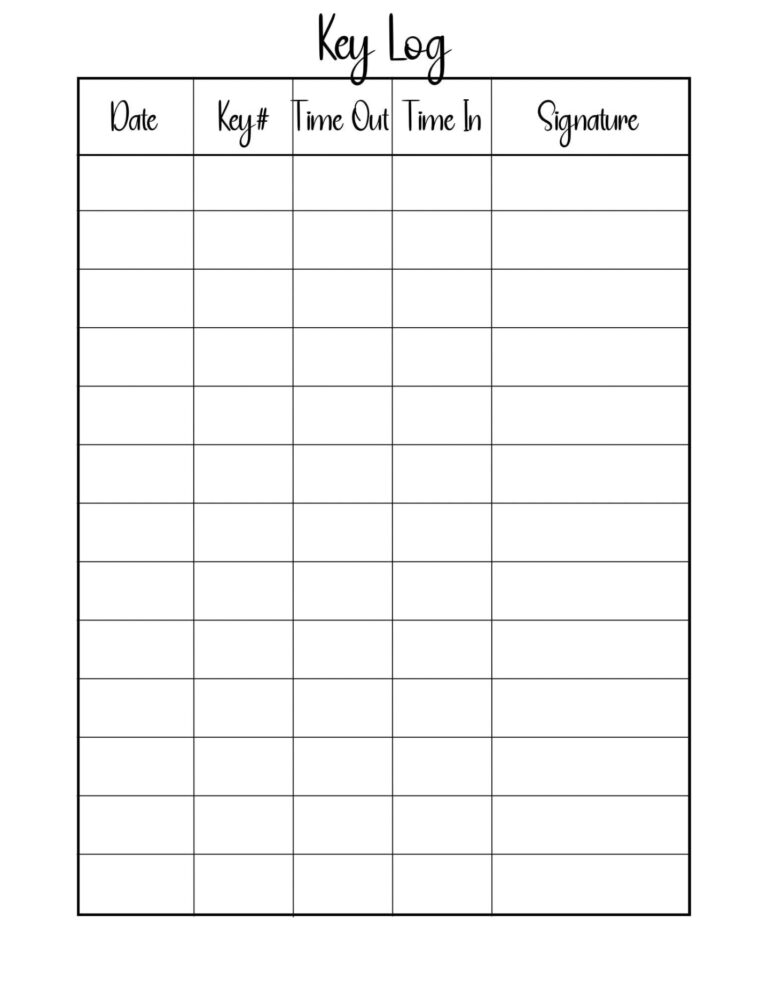 Office Key Log Template