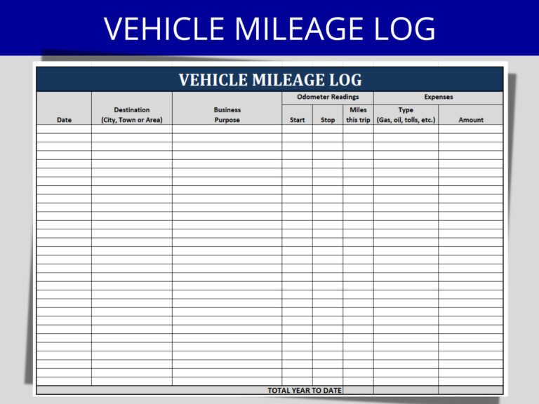 Weekly Mileage Log Template