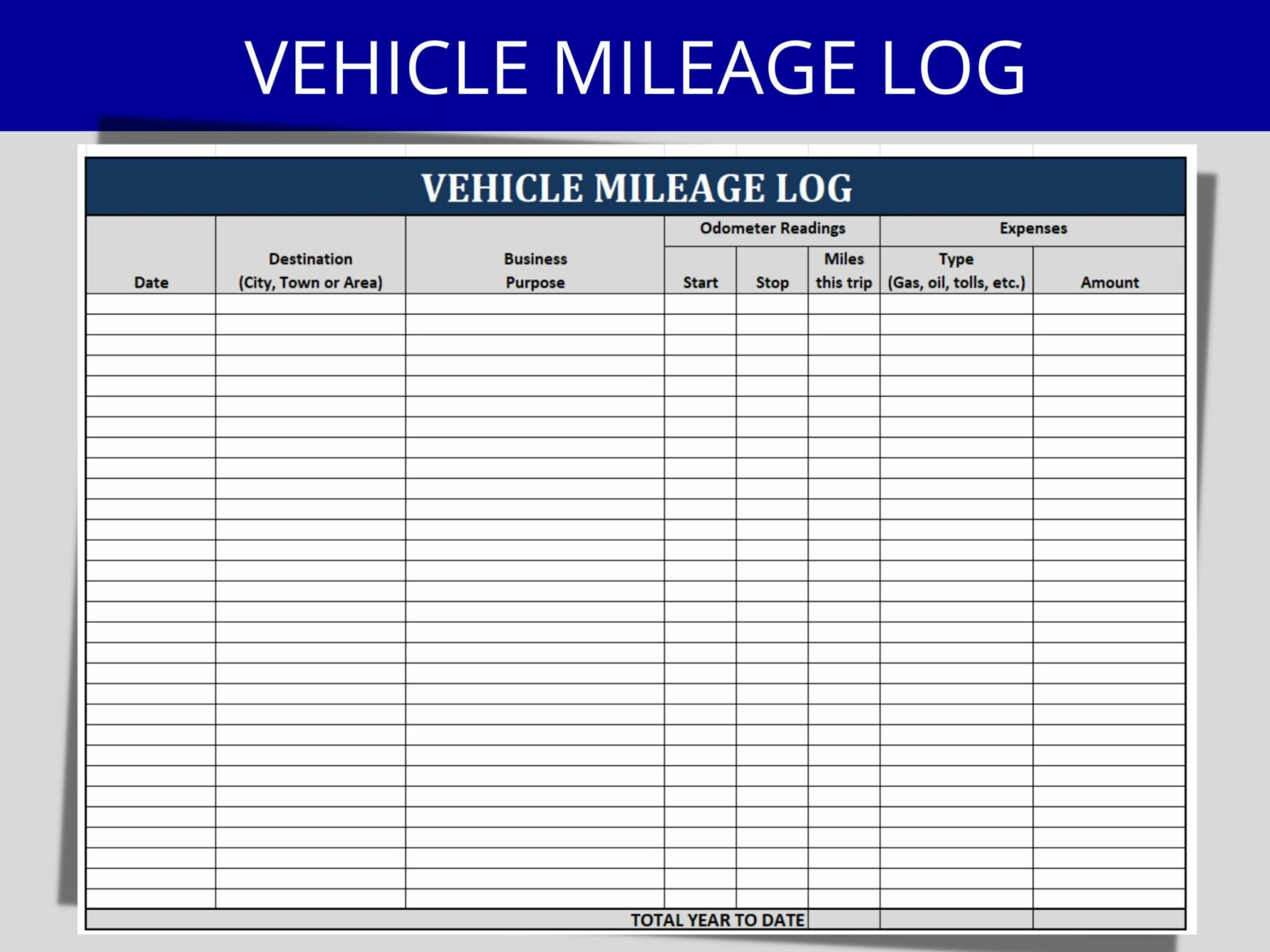 Weekly Mileage Log Template