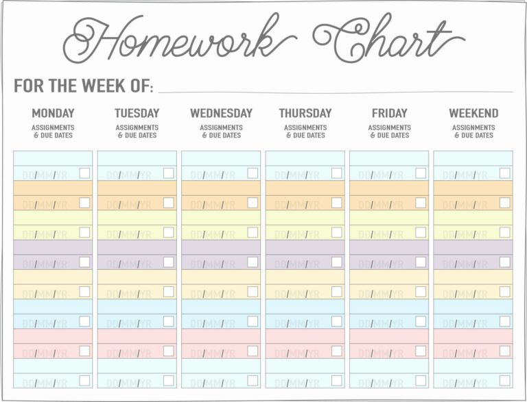 Weekly Homework Log Template