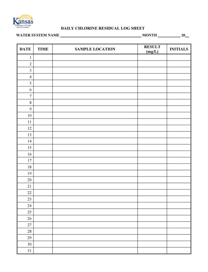 Daycare Payment Log Template