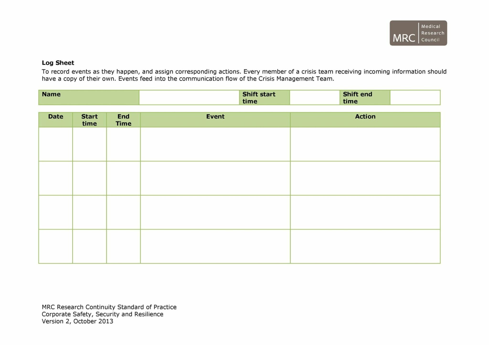 Daily Receiving Log Template