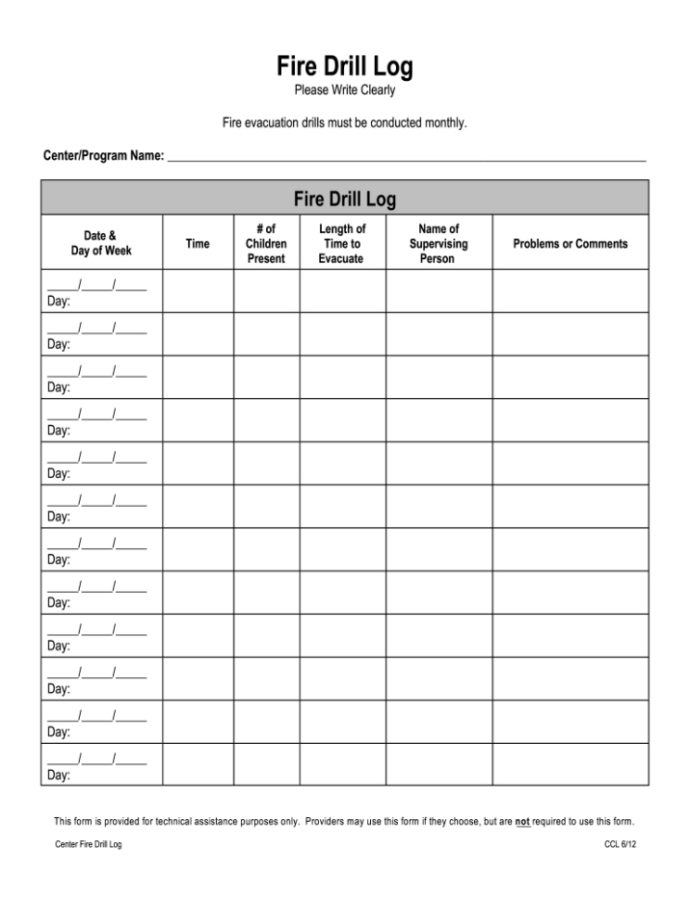 Vehicle Inspection Log Template