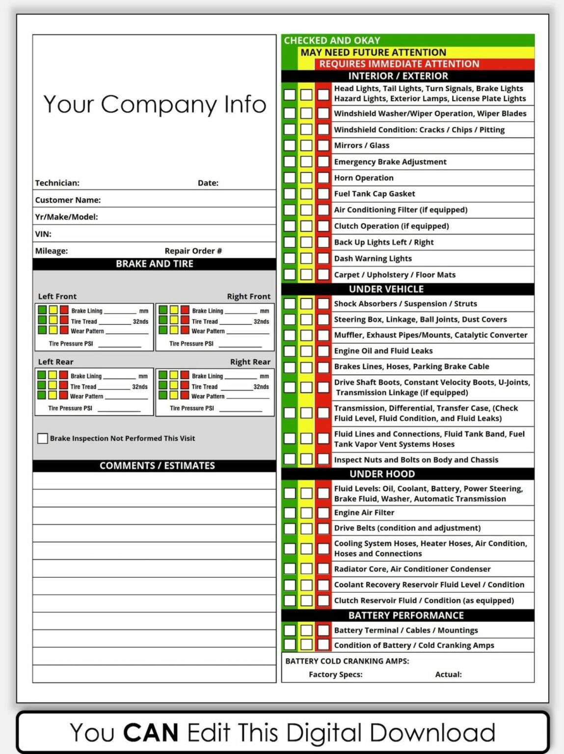 Equipment Inspection Log Template