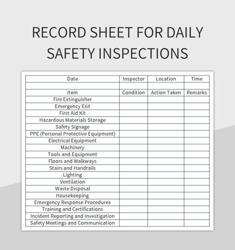Property Inspection Log Template