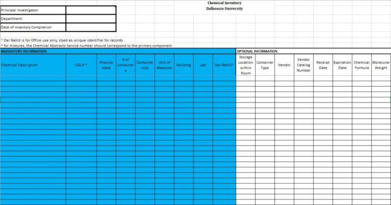 Swimming Pool Chemical Log Sheet Template