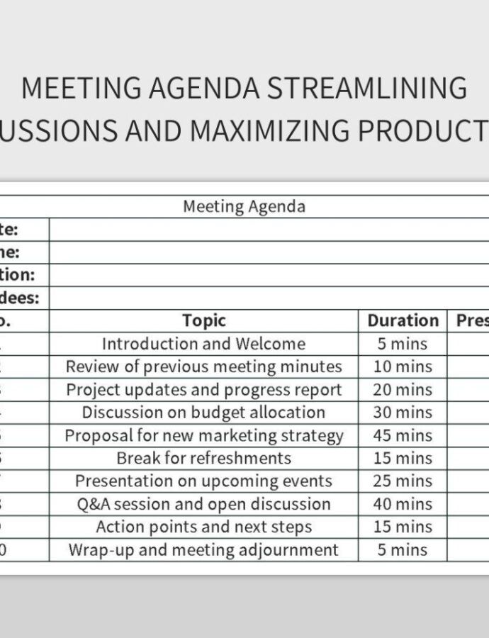 Meeting Agenda Template Word Free