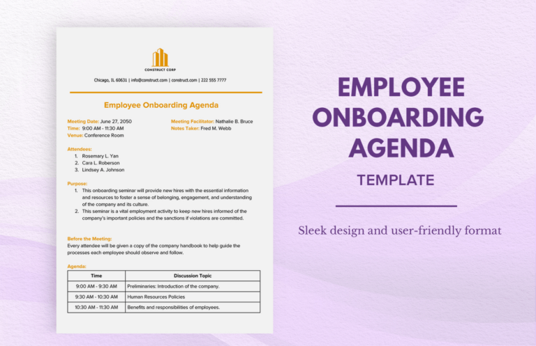 New Employee First Day Agenda Template